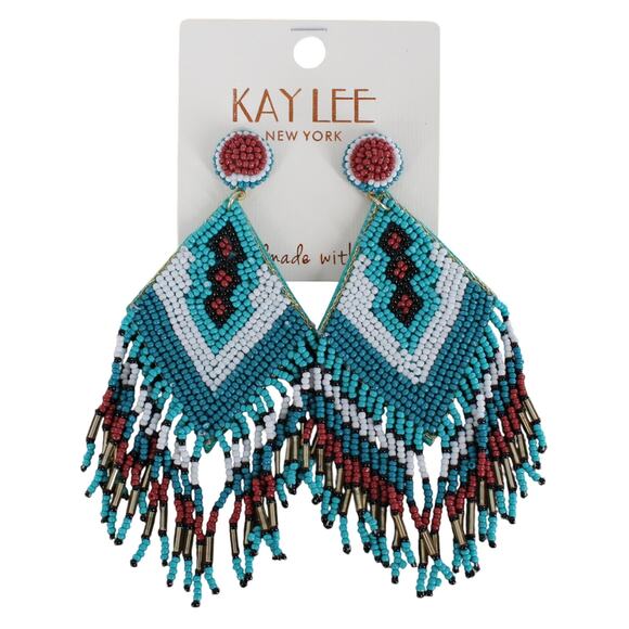 Kay Lee | Jewelry | Kay Lee Boho Seed Bead Beaded Turquoise Statement ...